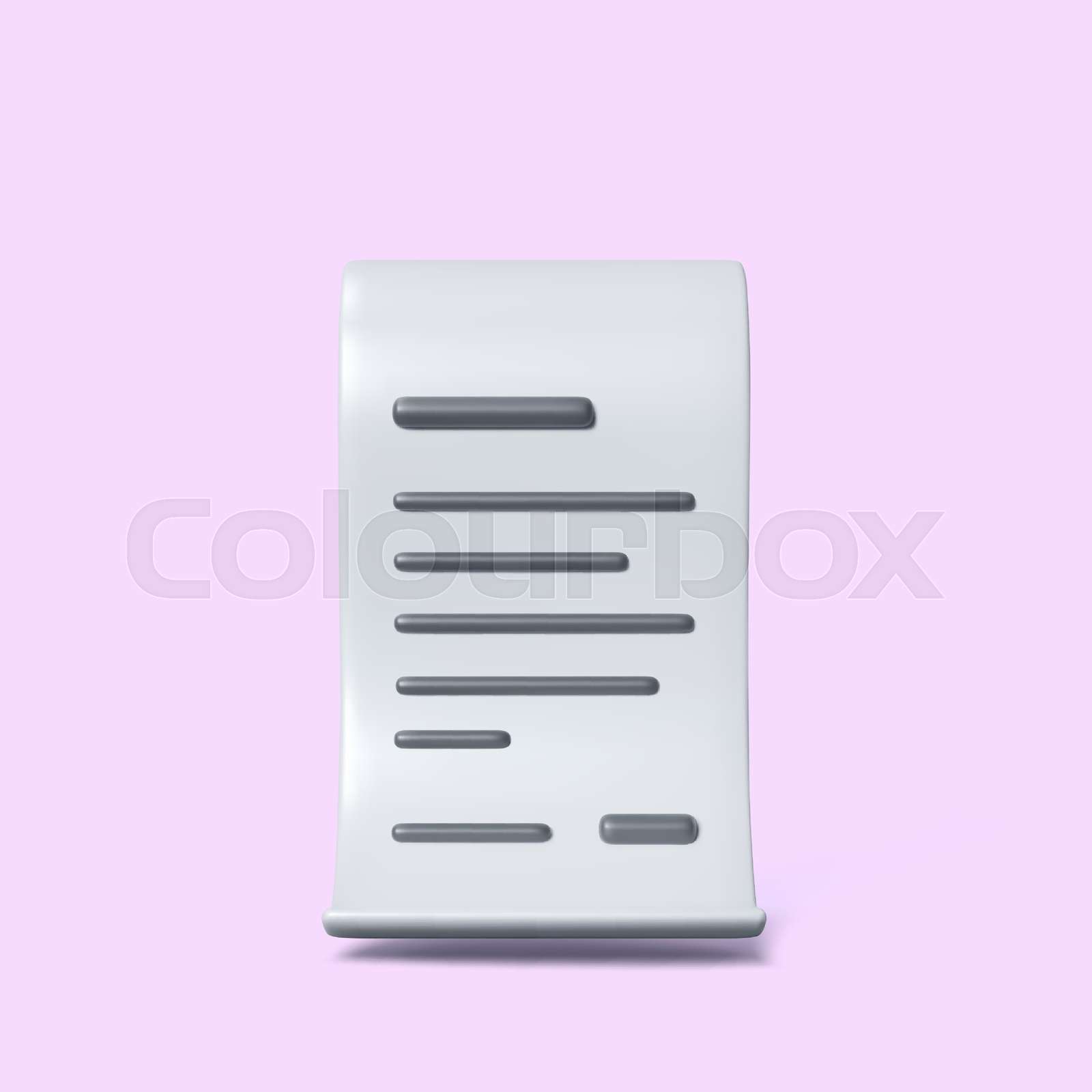 3D receipt in cartoon style. Bill icon front view. Paper check template ...