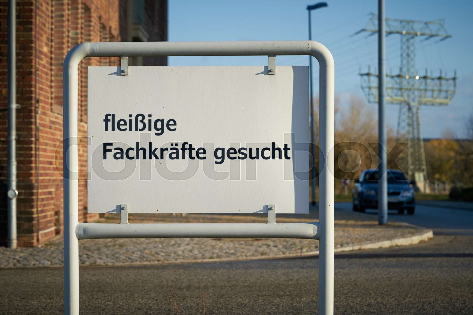 Sign at the entrance of a company premises with the German inscription ...
