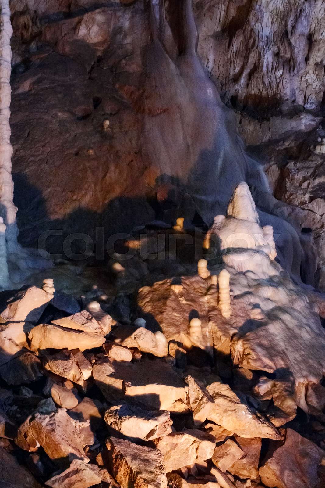 spectacular stalagmites and stalactites formations. scene inside one of ...