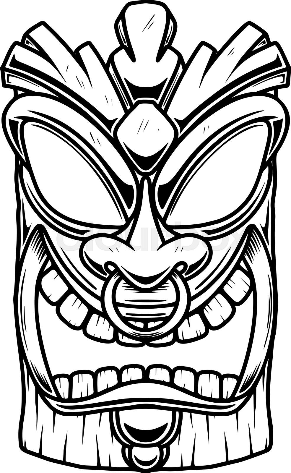 Illustration Of Tiki Tribal Wooden Mask Design Element For Logo illustration-of-tiki-tribal-wooden-mask-design-element-for-logo