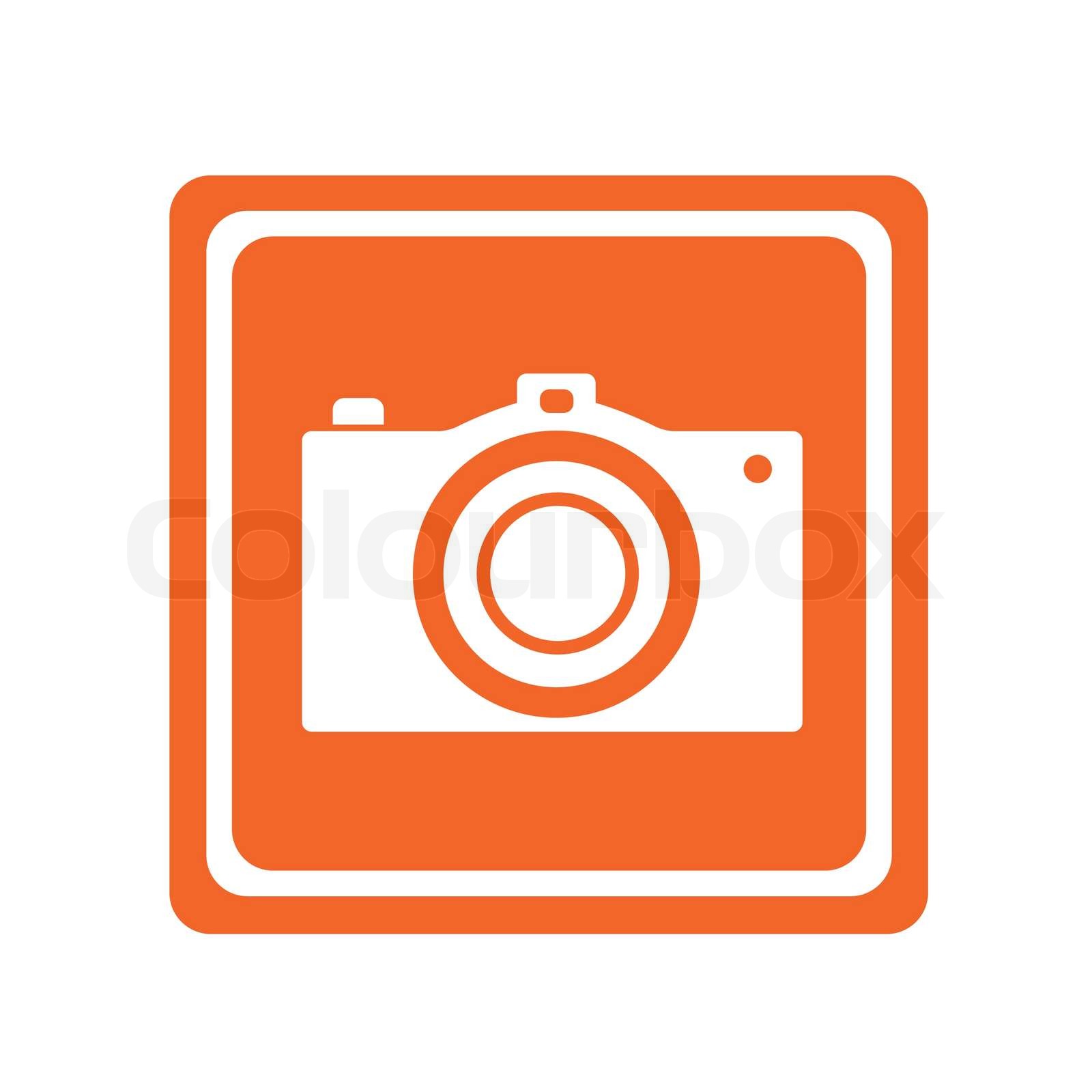Camera icon on an orange button | Stock vector | Colourbox
