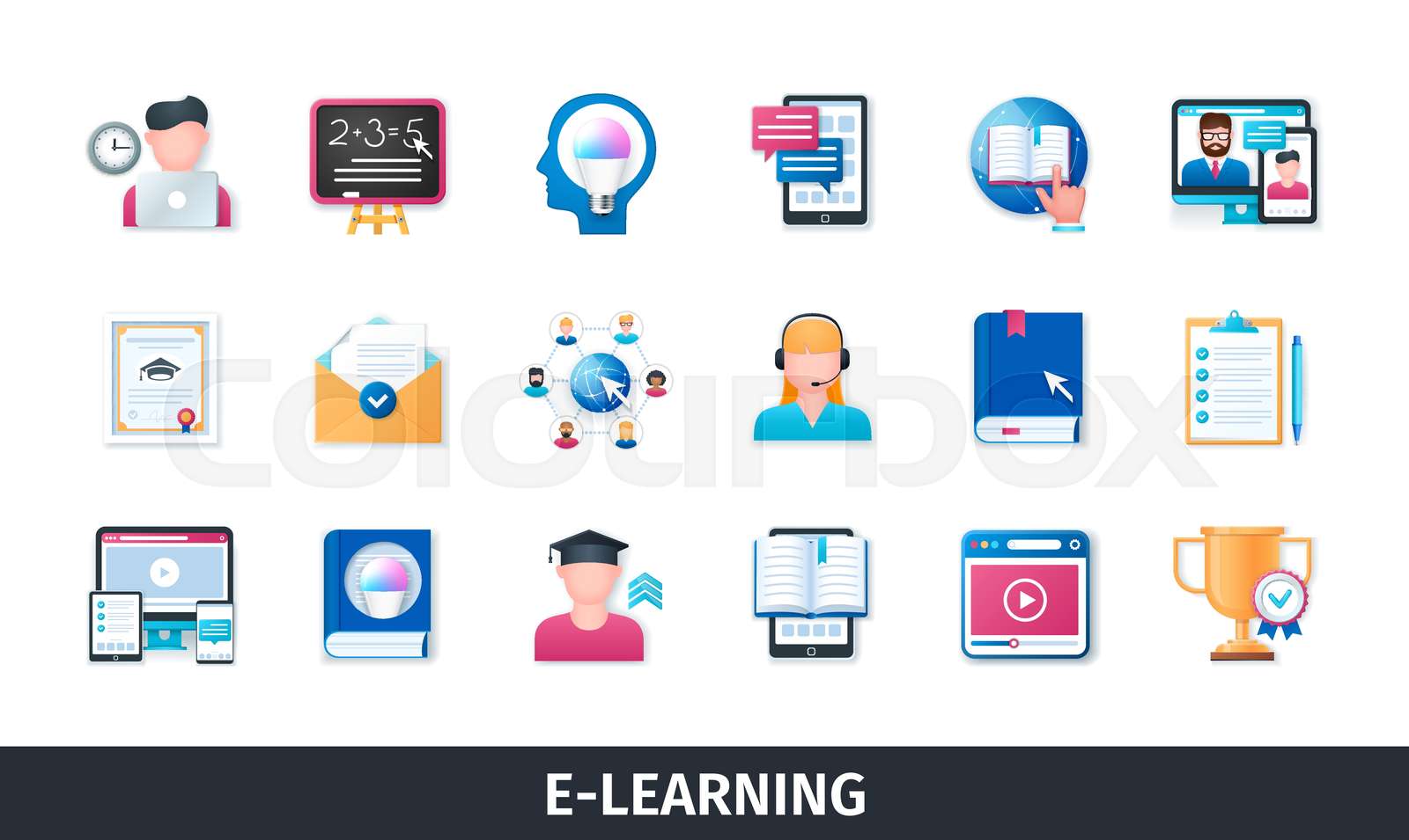 elearning 3d icons set | Stock vector | Colourbox