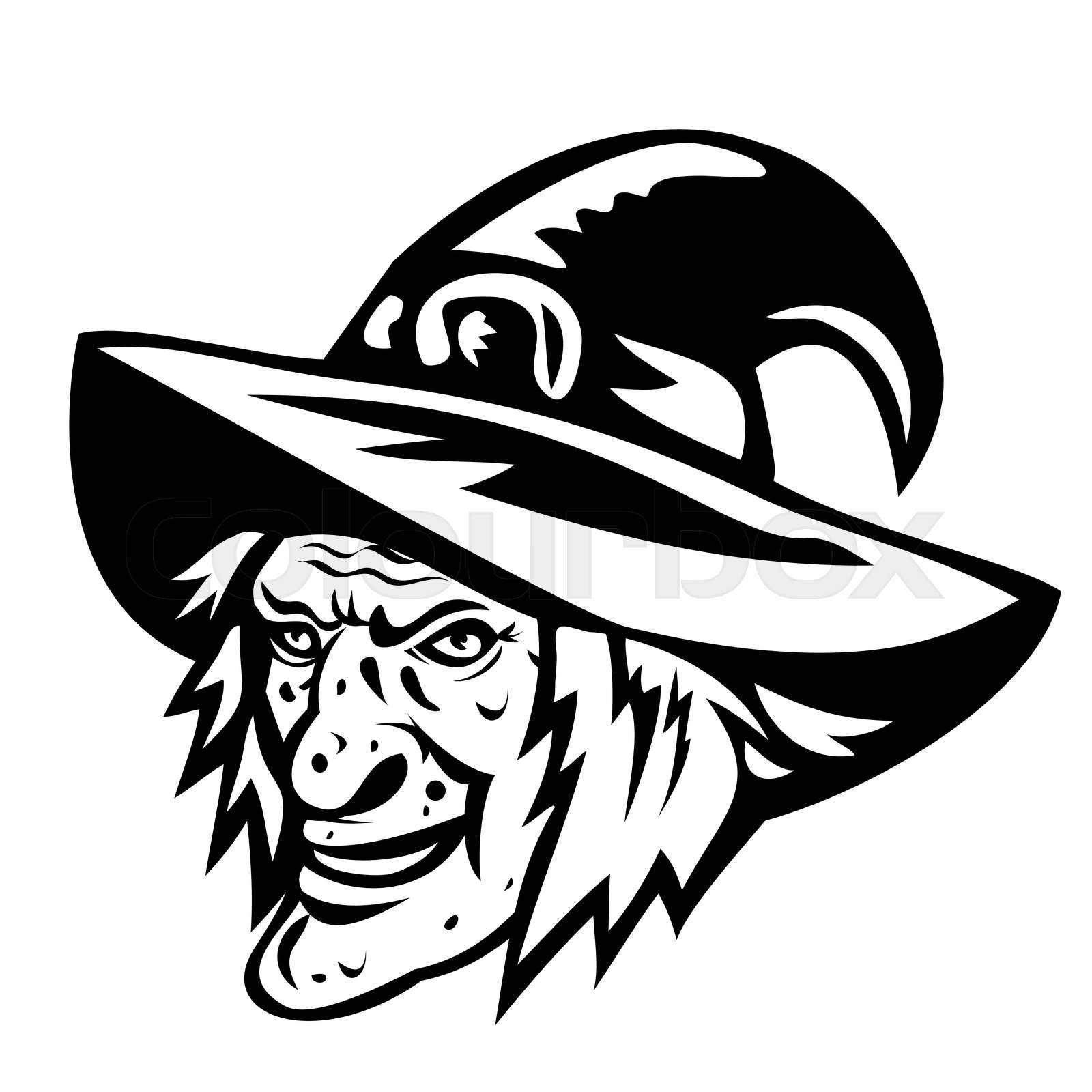 Witch Sorceress Head Side View Mascot Isolated | Stock vector | Colourbox