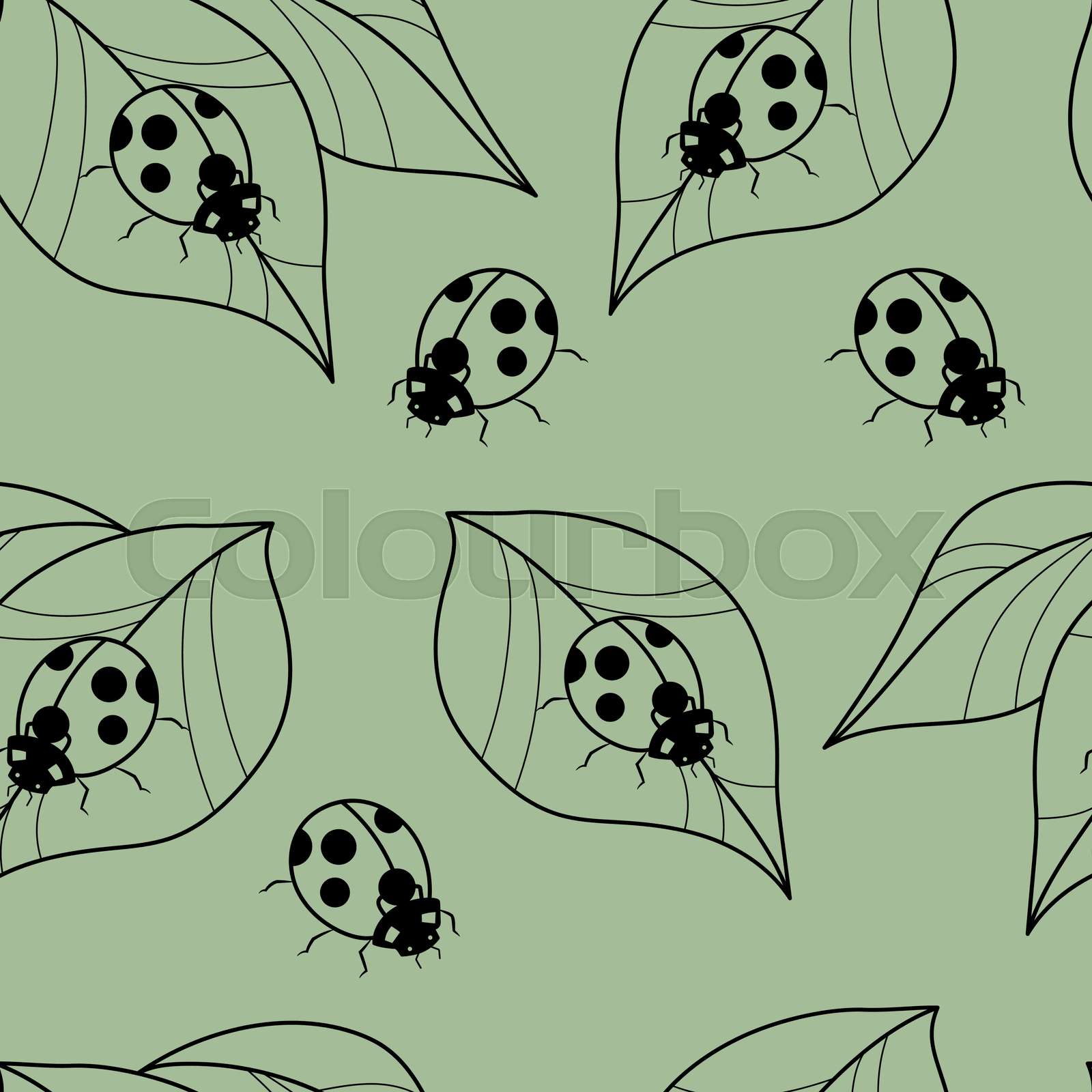 Green ladybug vector repeat pattern, seamless | Stock vector | Colourbox