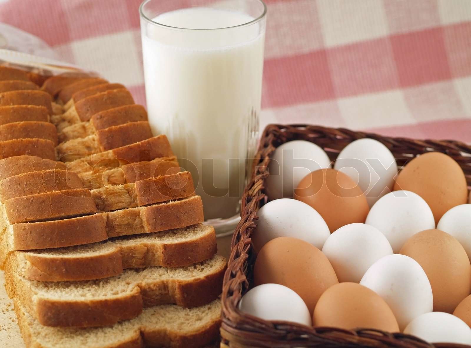 Milk, Eggs, and Bread The Breakfast Staples | Stock image | Colourbox