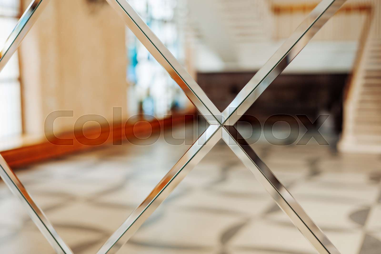 luxury mirror wall with crystals, decoration and reflection. Abstract ...