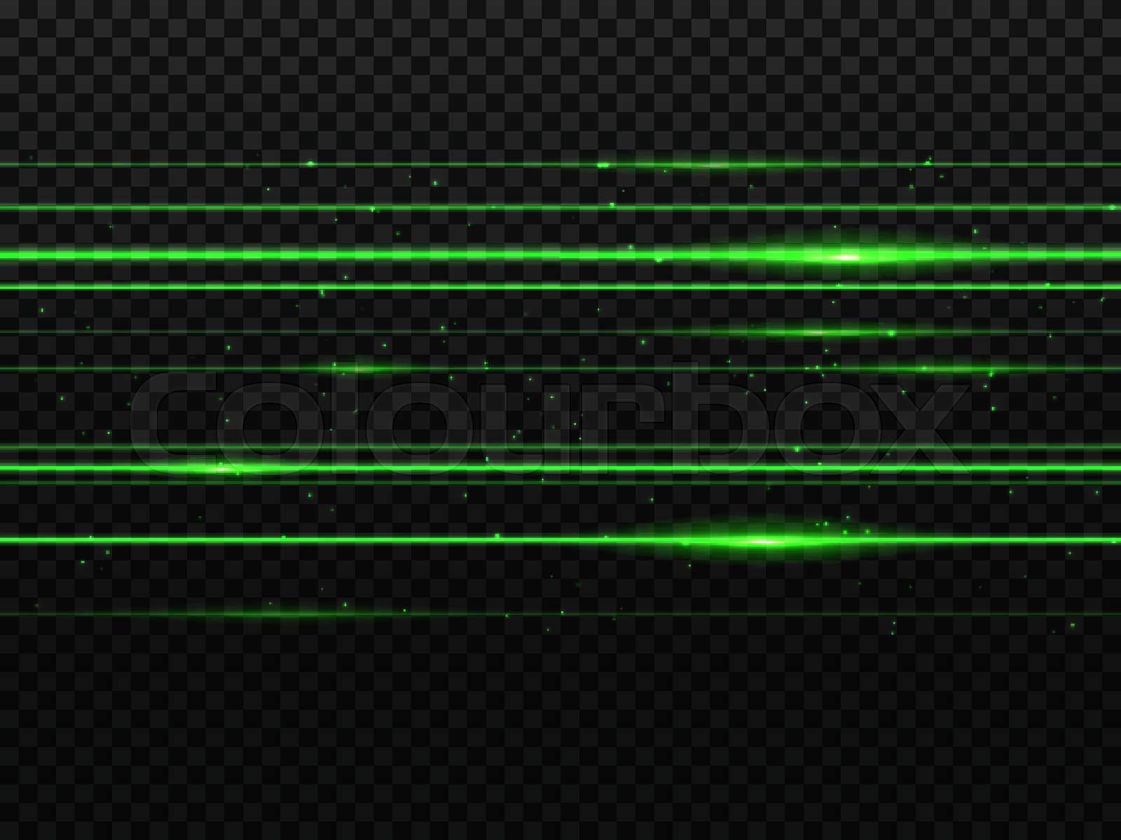 Laser green light beam lines, glow neon flash rays | Stock vector ...