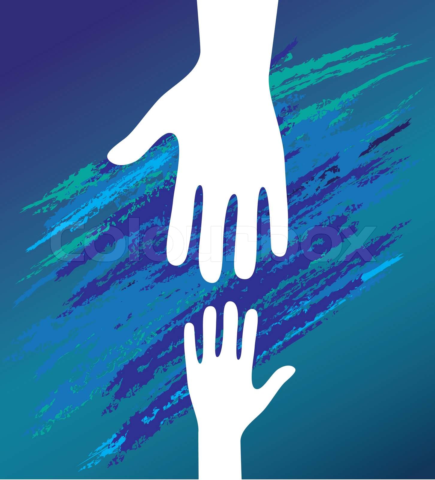 Hand of the child in father encouragement Support moral | Stock vector ...