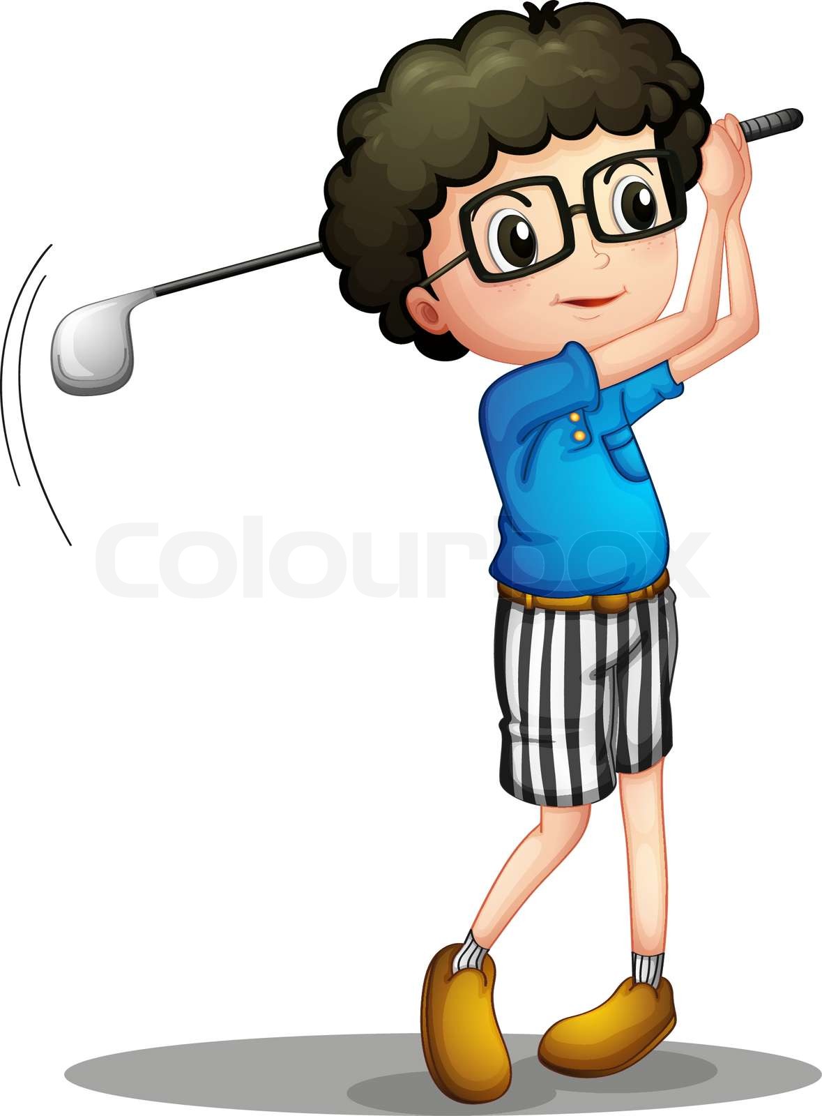 A young boy playing golf | Stock vector | Colourbox
