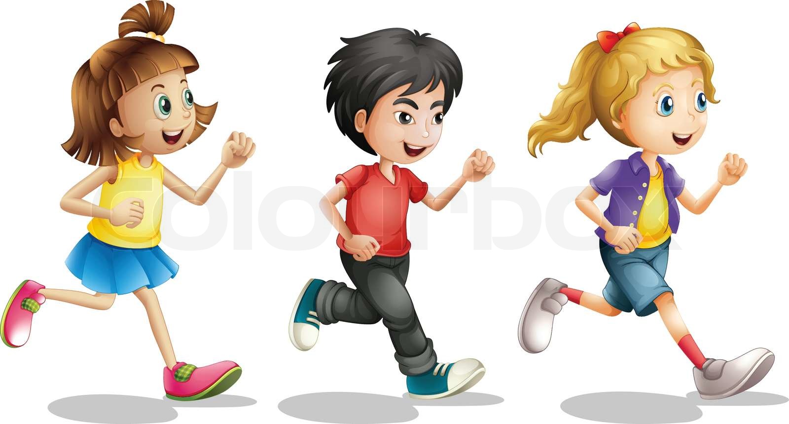 Kids running | Stock vector | Colourbox