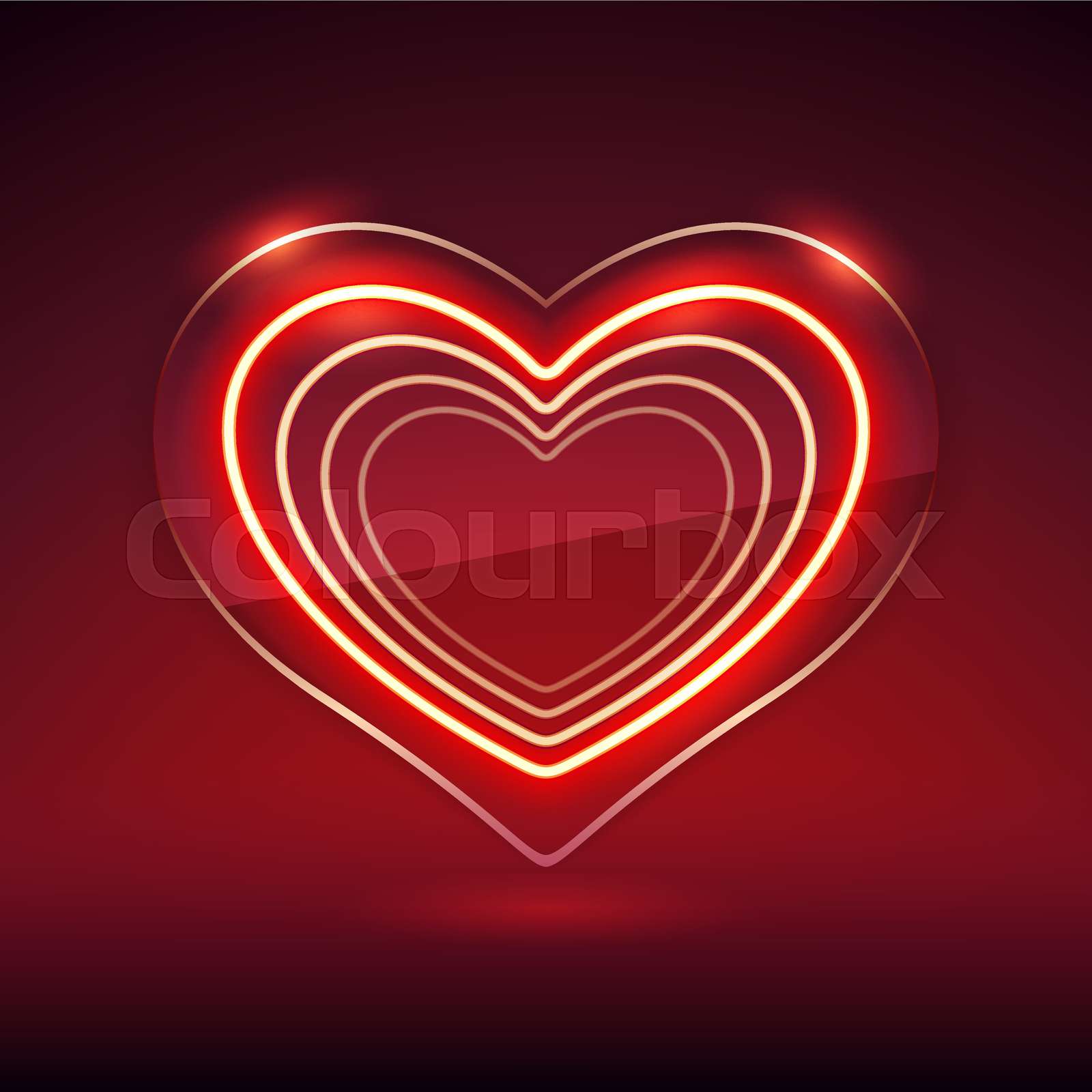 Glass Red Neon Heart Icon | Stock vector | Colourbox