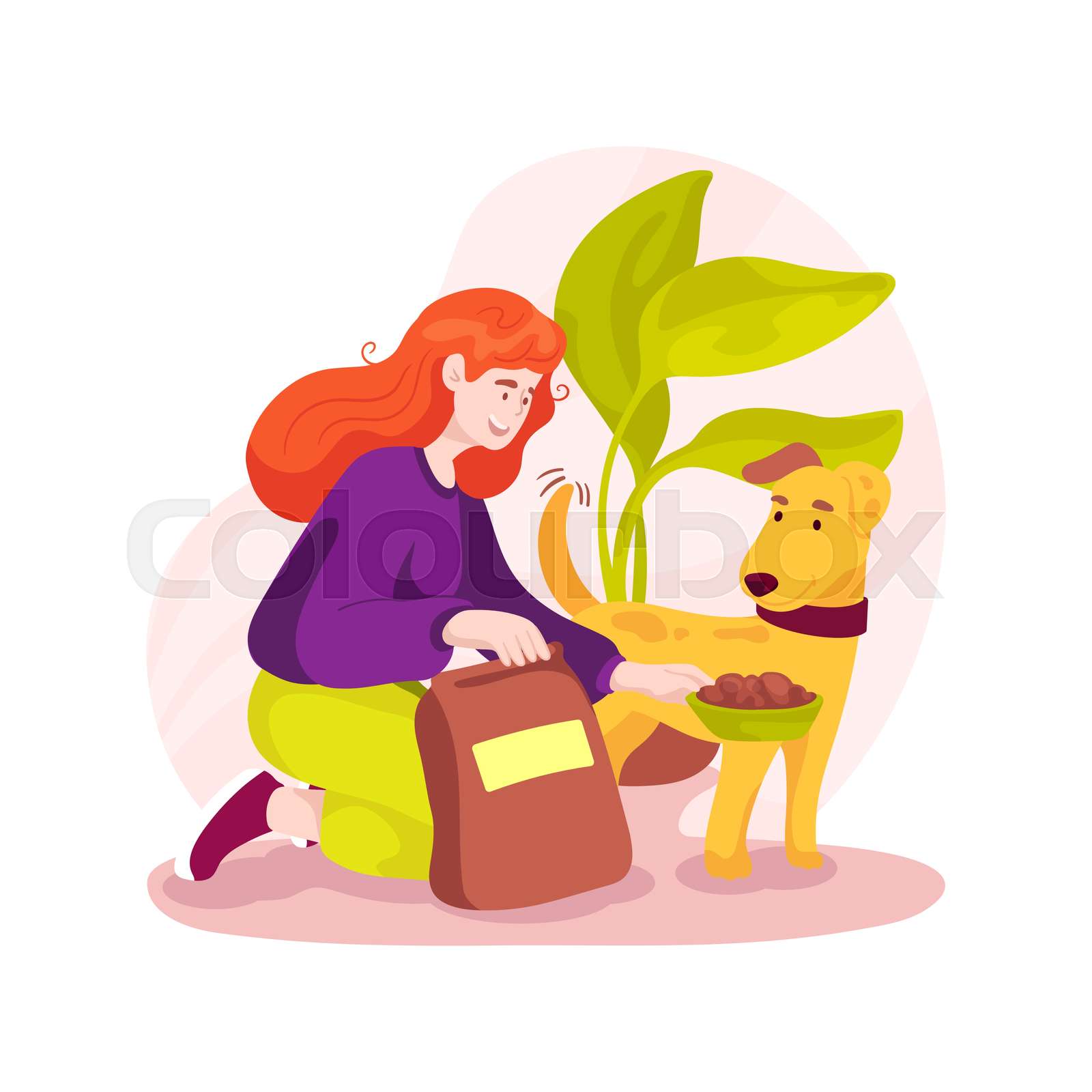 Feeding a dog isolated cartoon vector illustration. | Stock vector ...