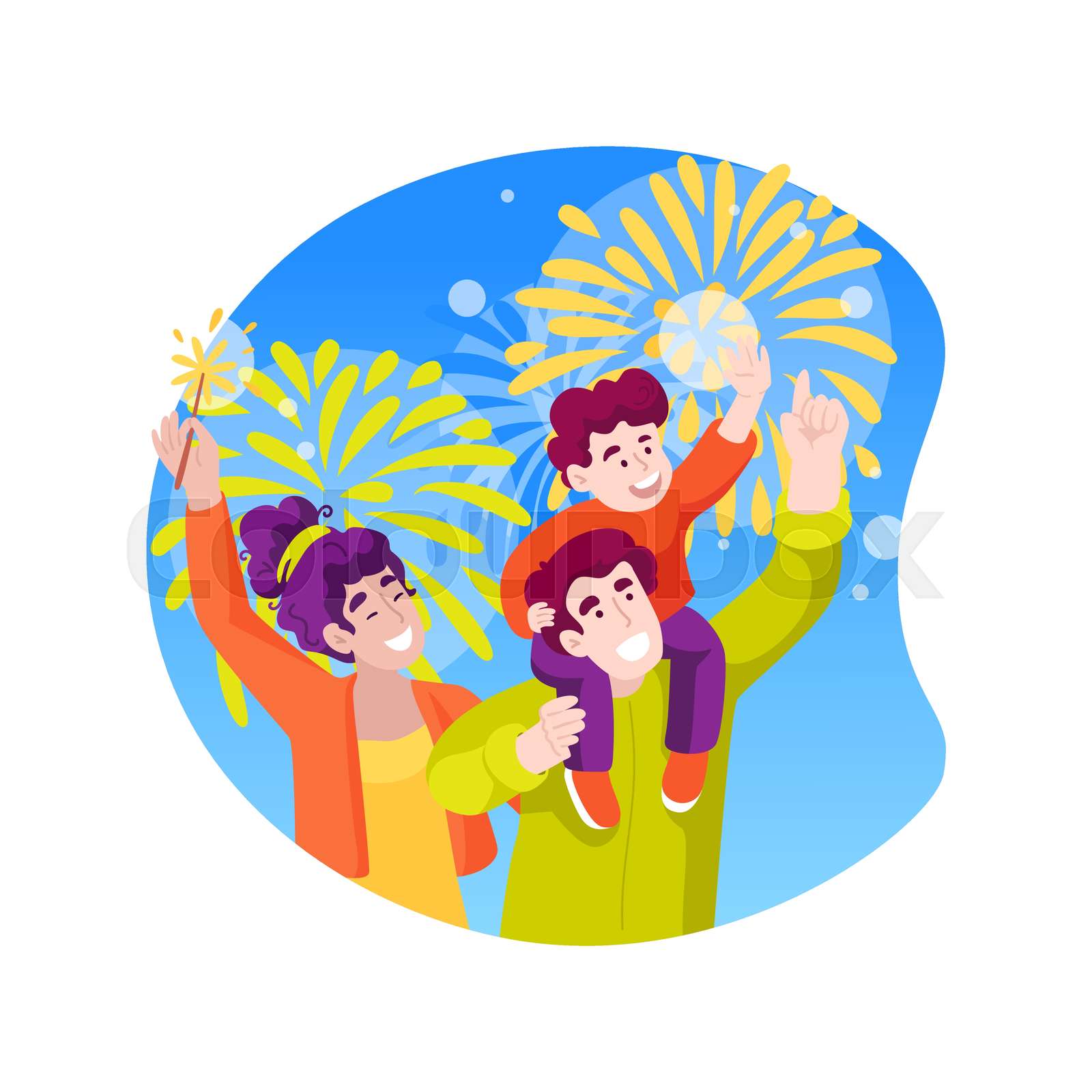 Fireworks isolated cartoon vector illustration. | Stock vector | Colourbox