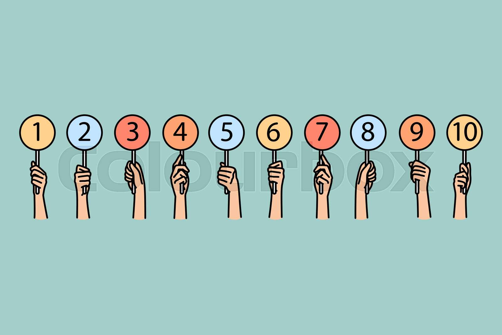 Diverse people holding numbers in hands | Stock vector | Colourbox