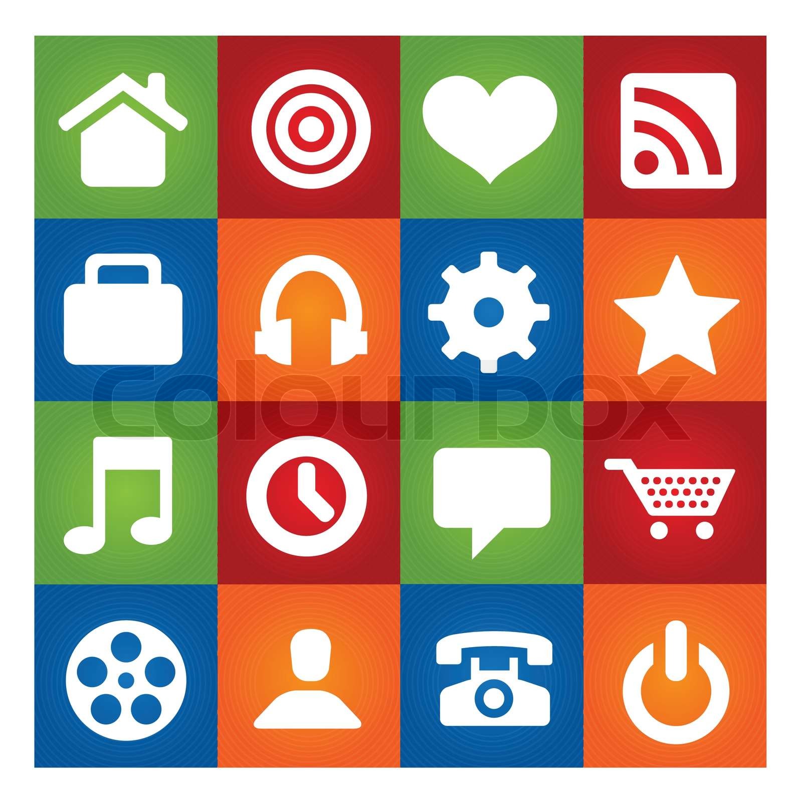 farbige Benutzeroberfläche Piktogramme Set isoliert | Stock-Vektor ...