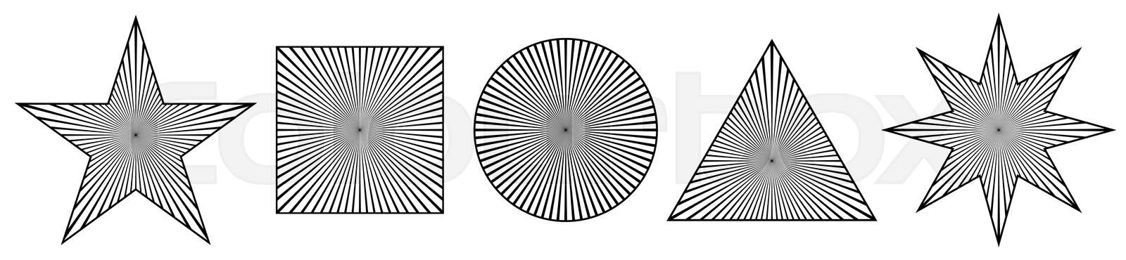 Triangle, square, star shapes for your design with sunburst, sunbeams ...