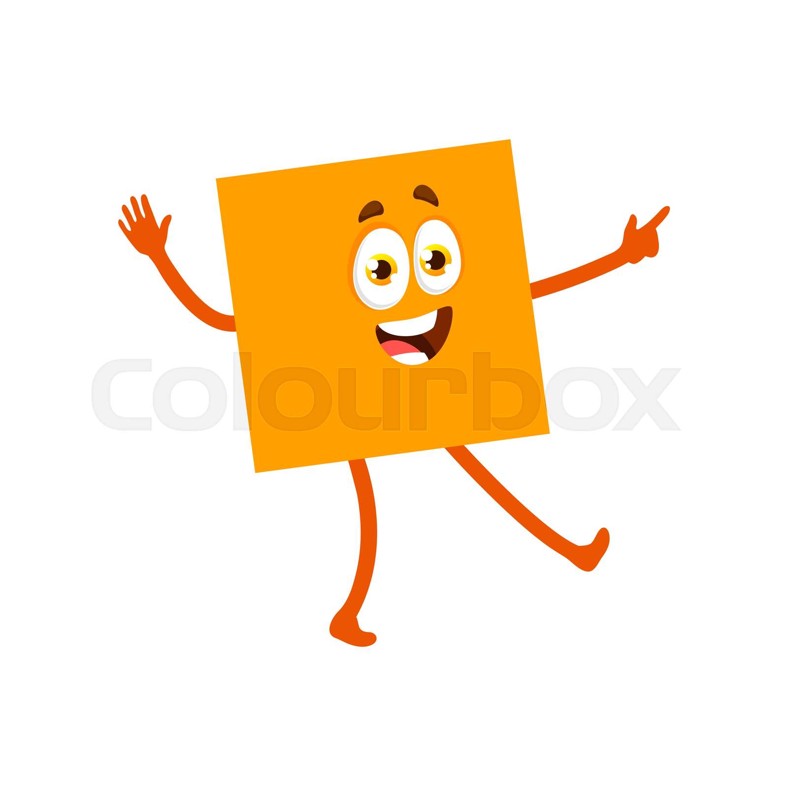 Square math or geometric shape cartoon character | Stock vector | Colourbox
