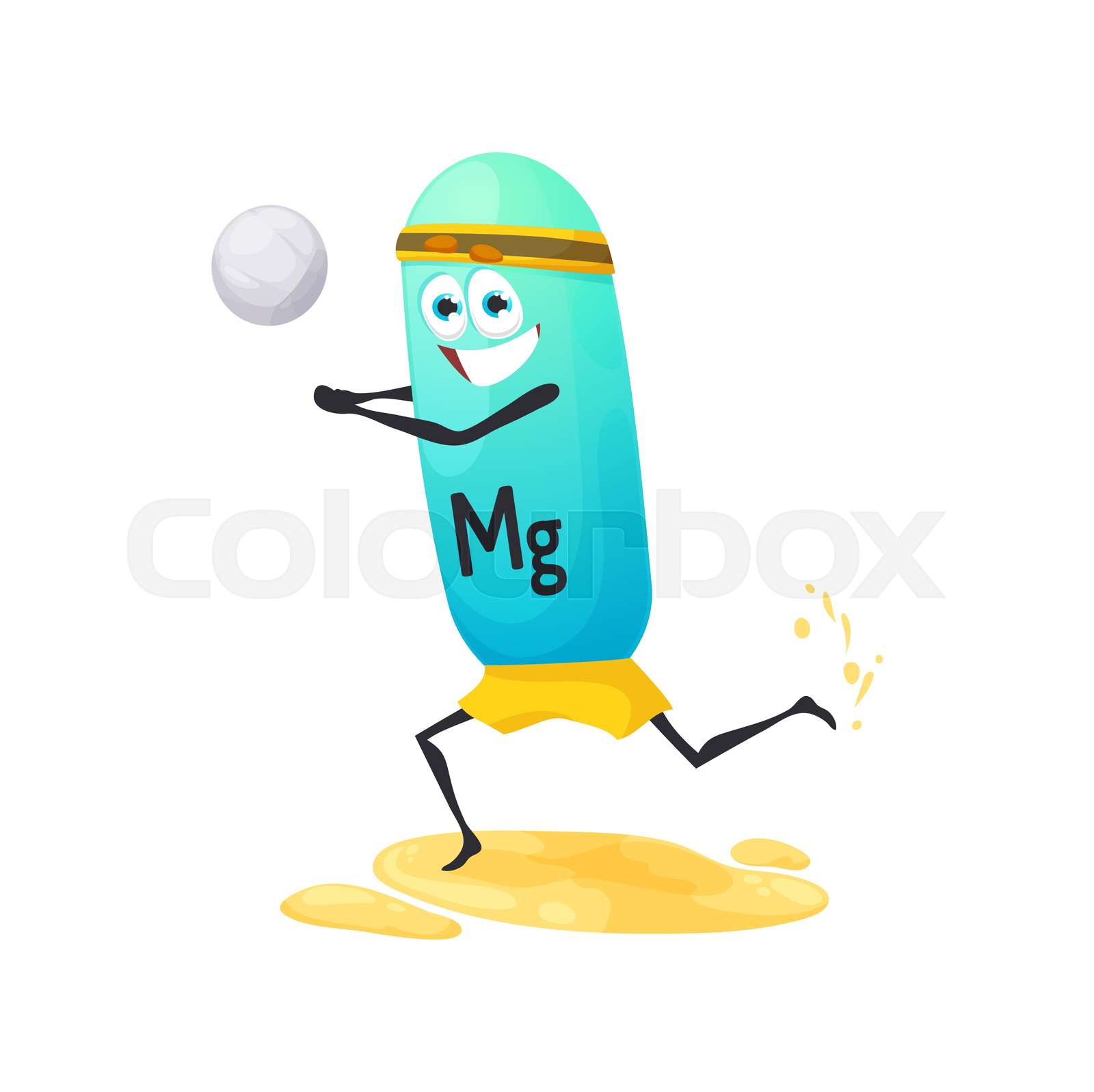 Cartoon magnesium character playing to volleyball | Stock vector ...