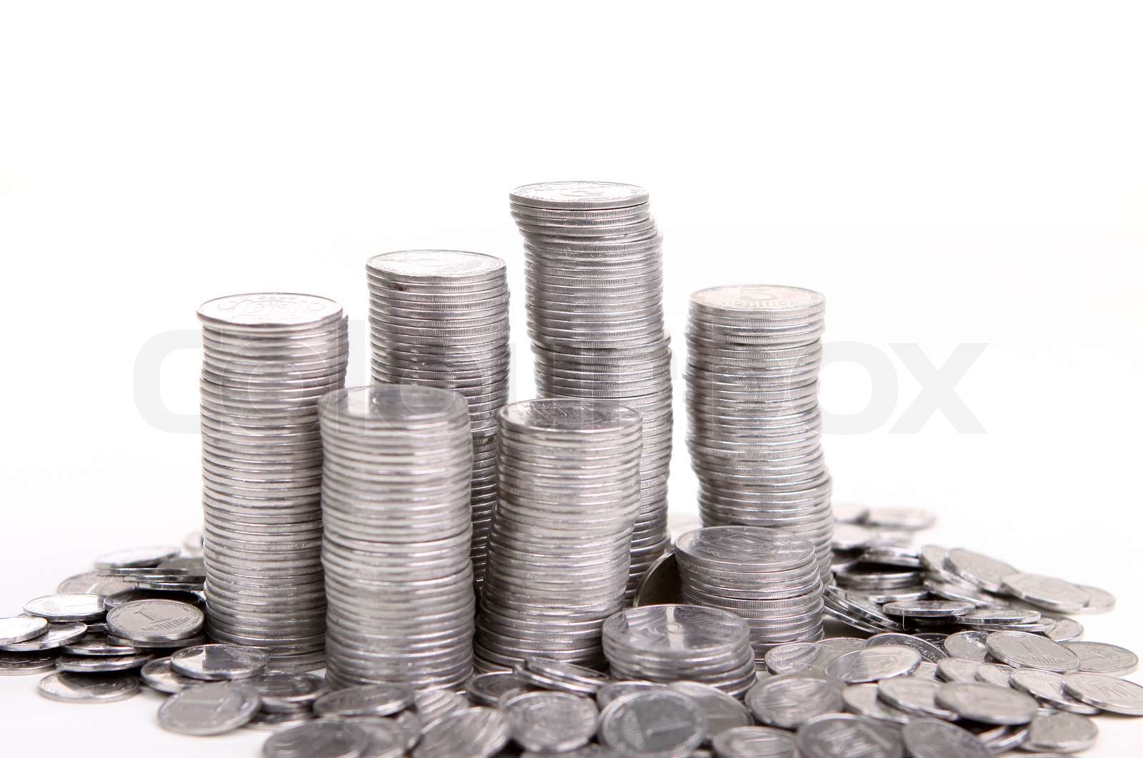 stack of coins isolated | Stock image | Colourbox