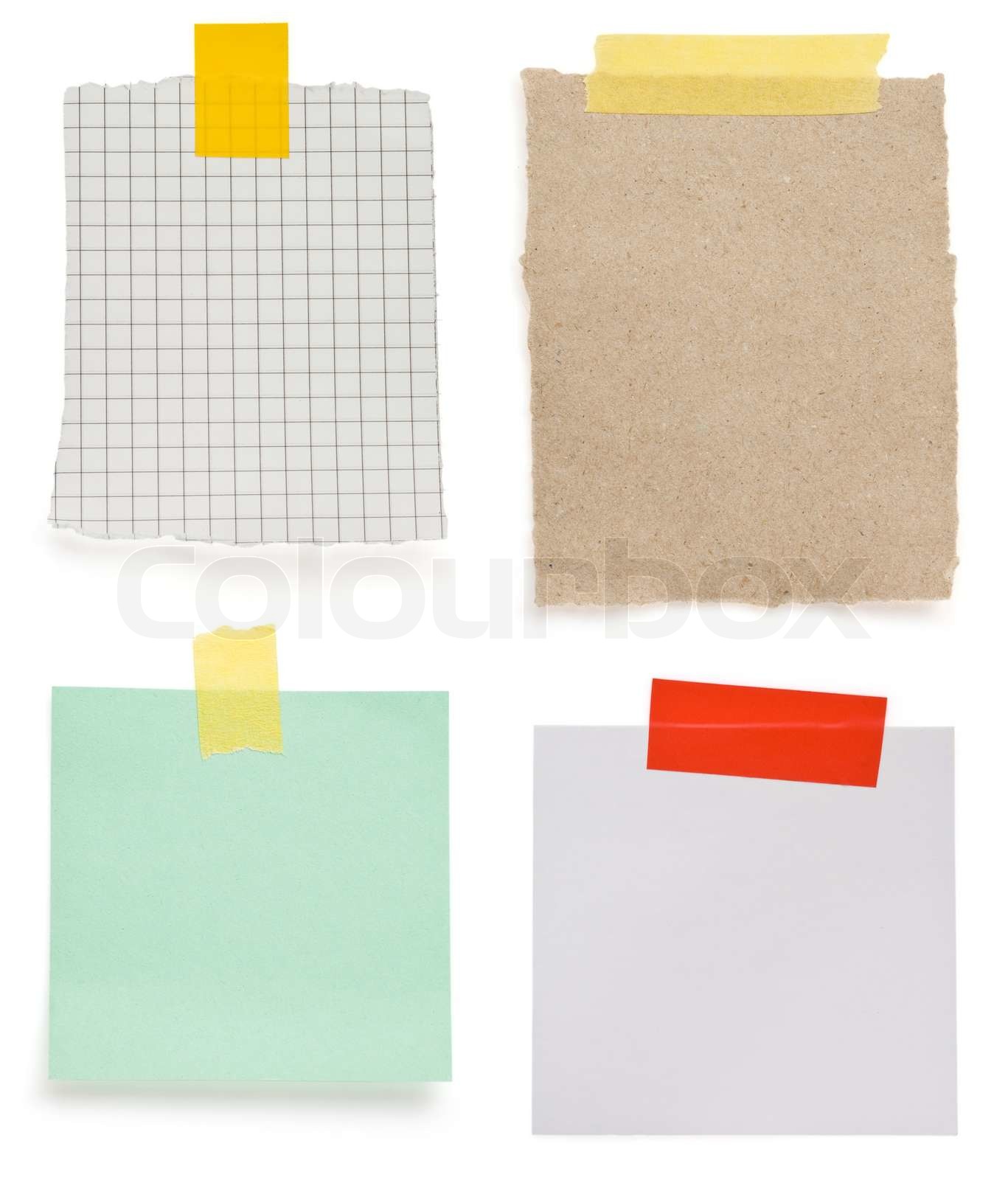 ragged note paper and adhesive tape | Stock image | Colourbox