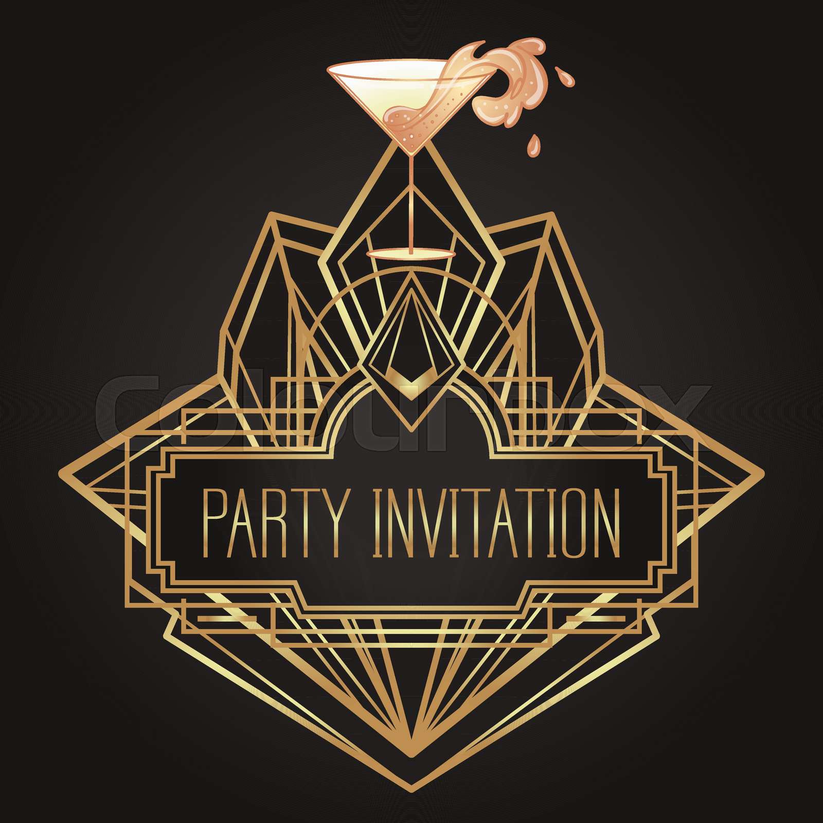 Flapper girl. Art deco 1920s style vintage invitation template design ...