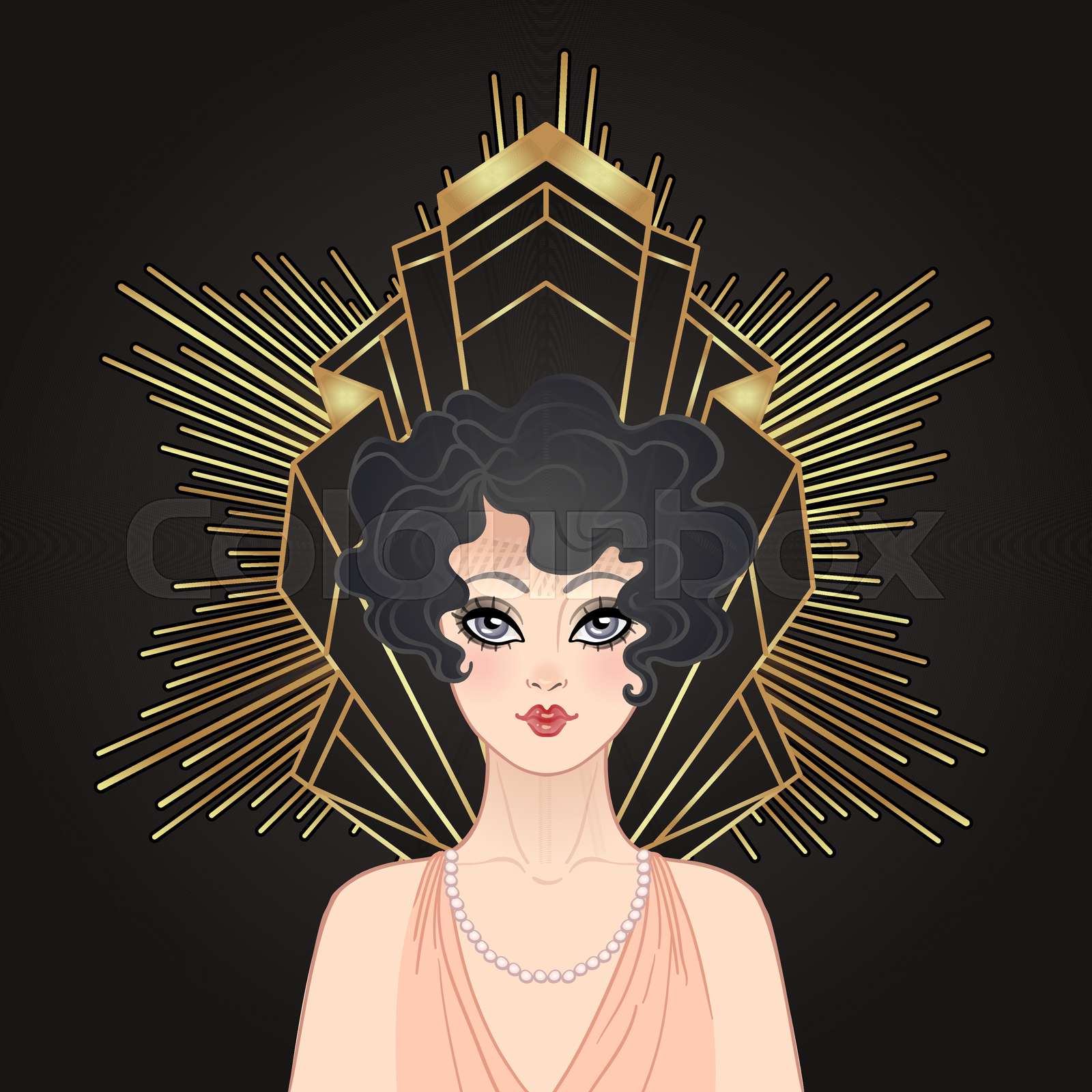 Flapper girl. Art deco 1920s style vintage invitation template design ...