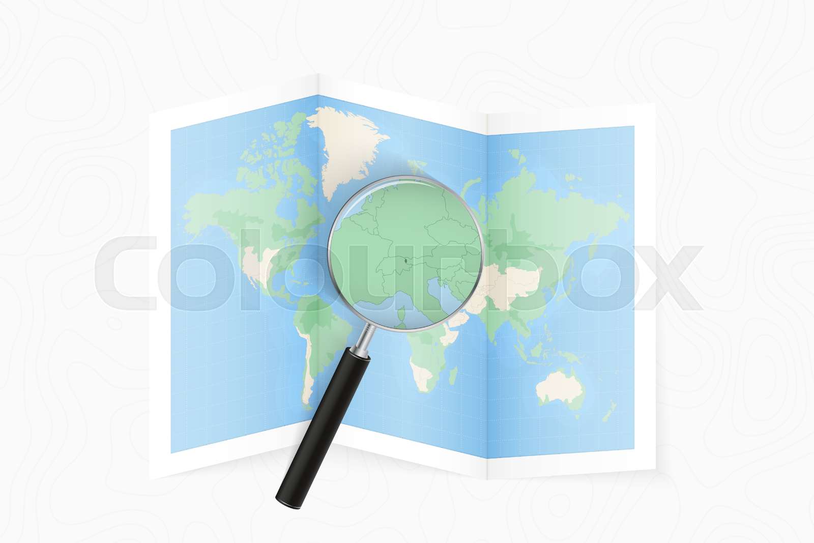 lupa, mapa, liechtenstein | Vector de archivo | Colourbox