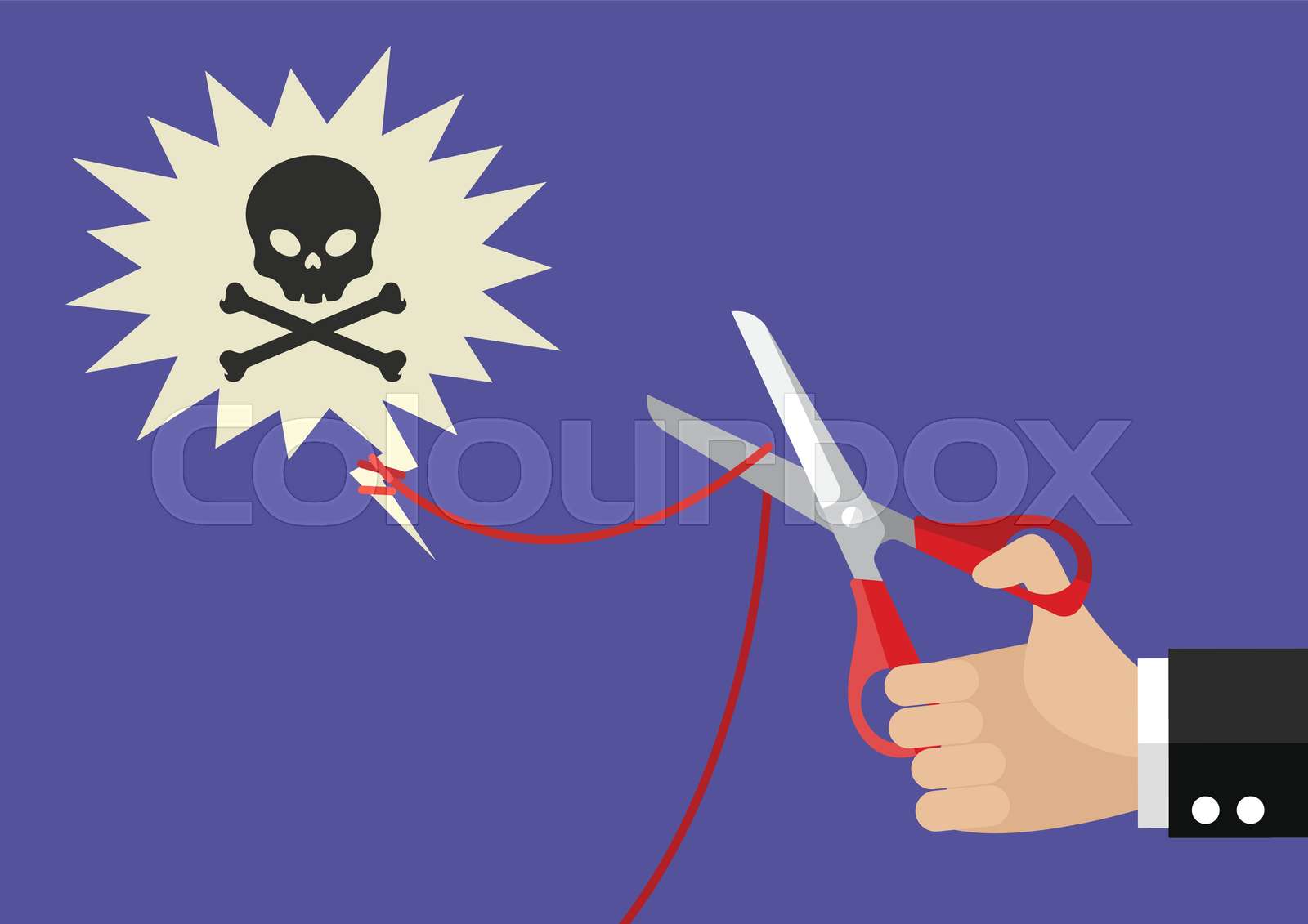 Human cutting toxic speech string with scissors | Stock vector | Colourbox