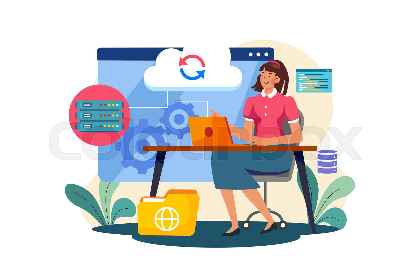 Server Maintenance Illustration concept. A flat illustration isolated ...