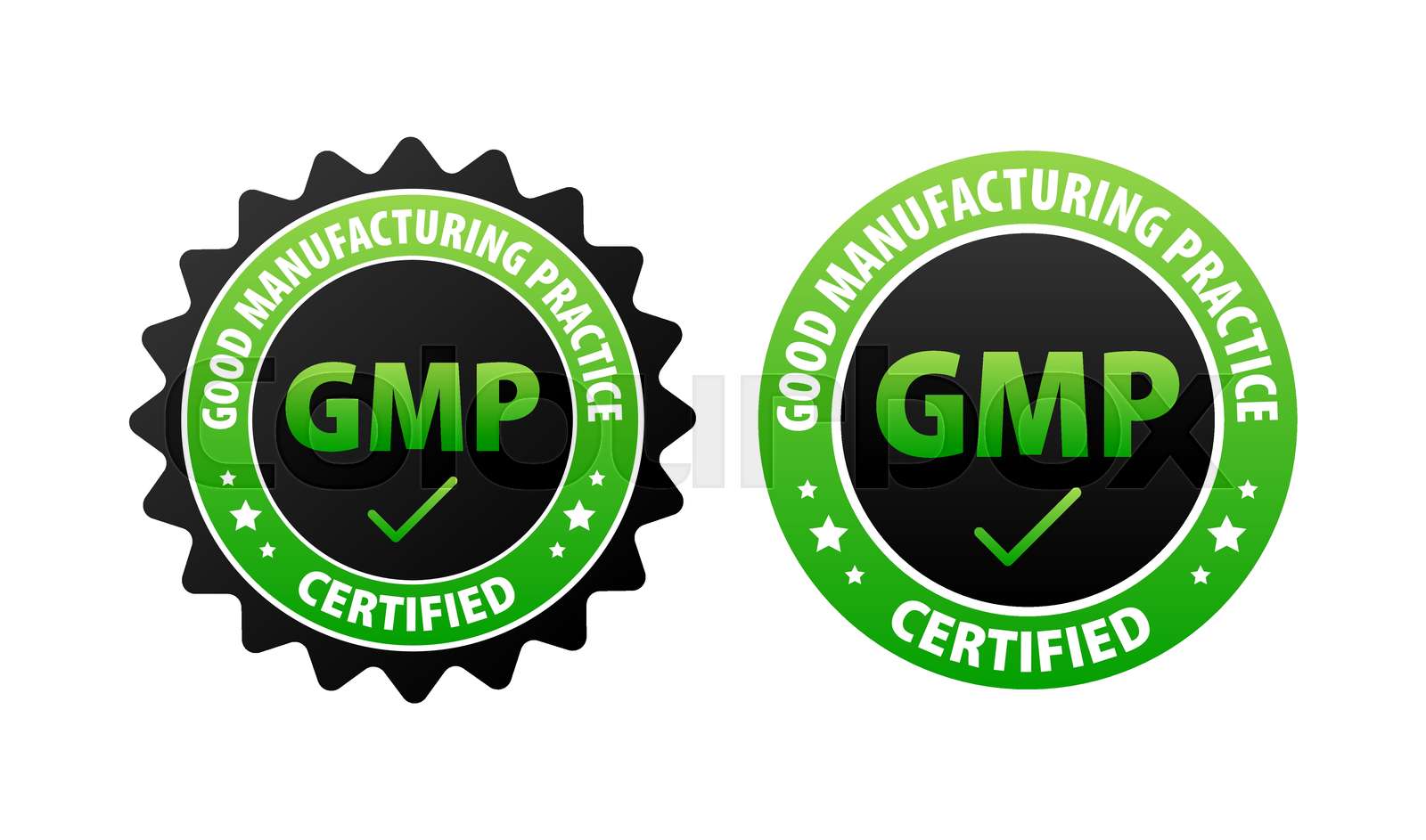 GMP - Good Manufacturing Practice certified sign, label. | Stock vector | Colourbox