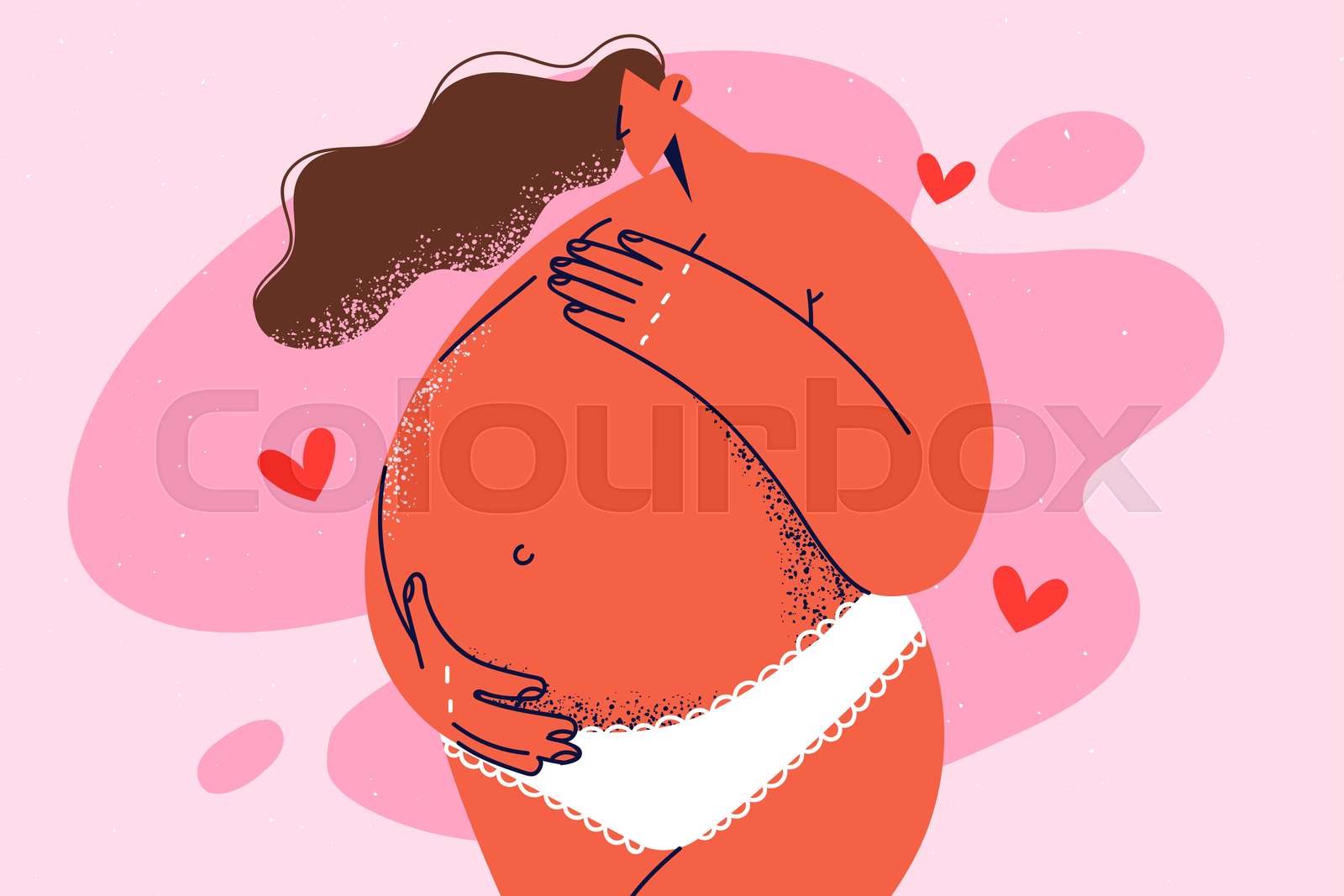 Pregnant Woman Touching Big Belly Stock Vector Colourbox