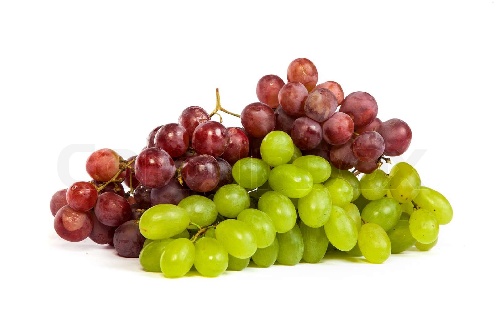 Bunch of White and Red Grapes laying isolated | Stock image | Colourbox