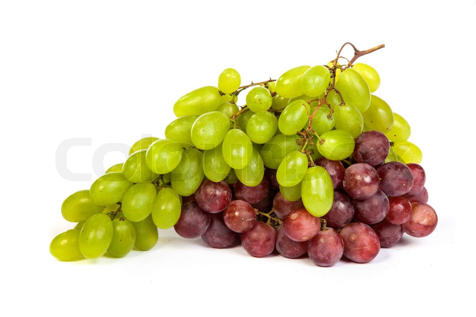 Bunch of White and Red Grapes laying isolated | Stock image | Colourbox