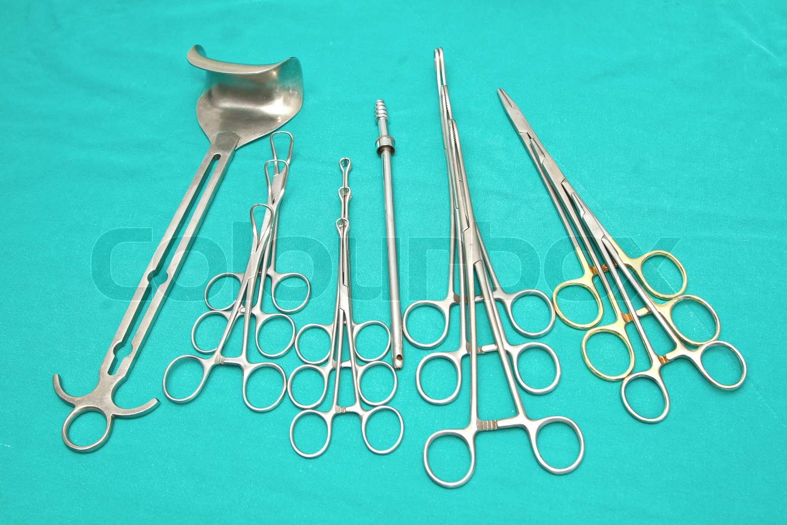 set of surgical instrument on sterile table | Stock image | Colourbox