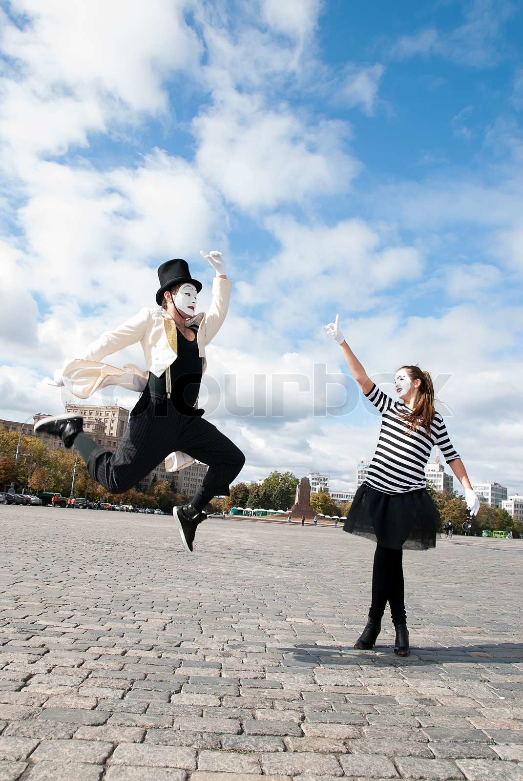 mimes dancing in the street | Stock image | Colourbox