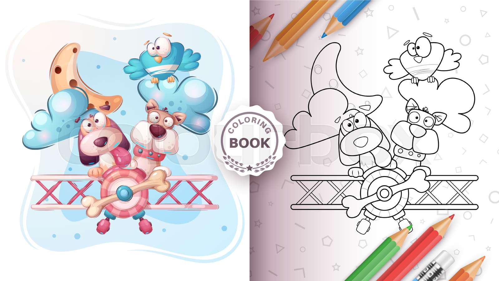 Coloring book cartoon character adorable fly animal, pretty animal idea ...