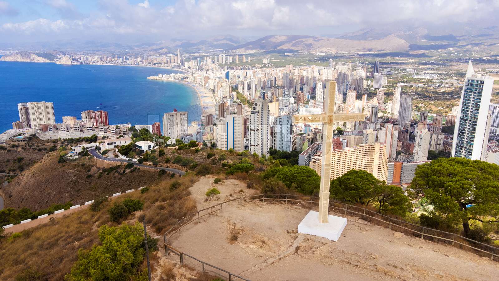 aerial view of cross La Cruz De Benidorm in Spain | Stock image | Colourbox