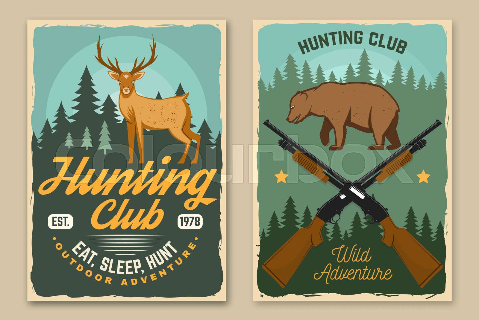 Hunting club poster, banner. Vector. Vintage typography design with ...