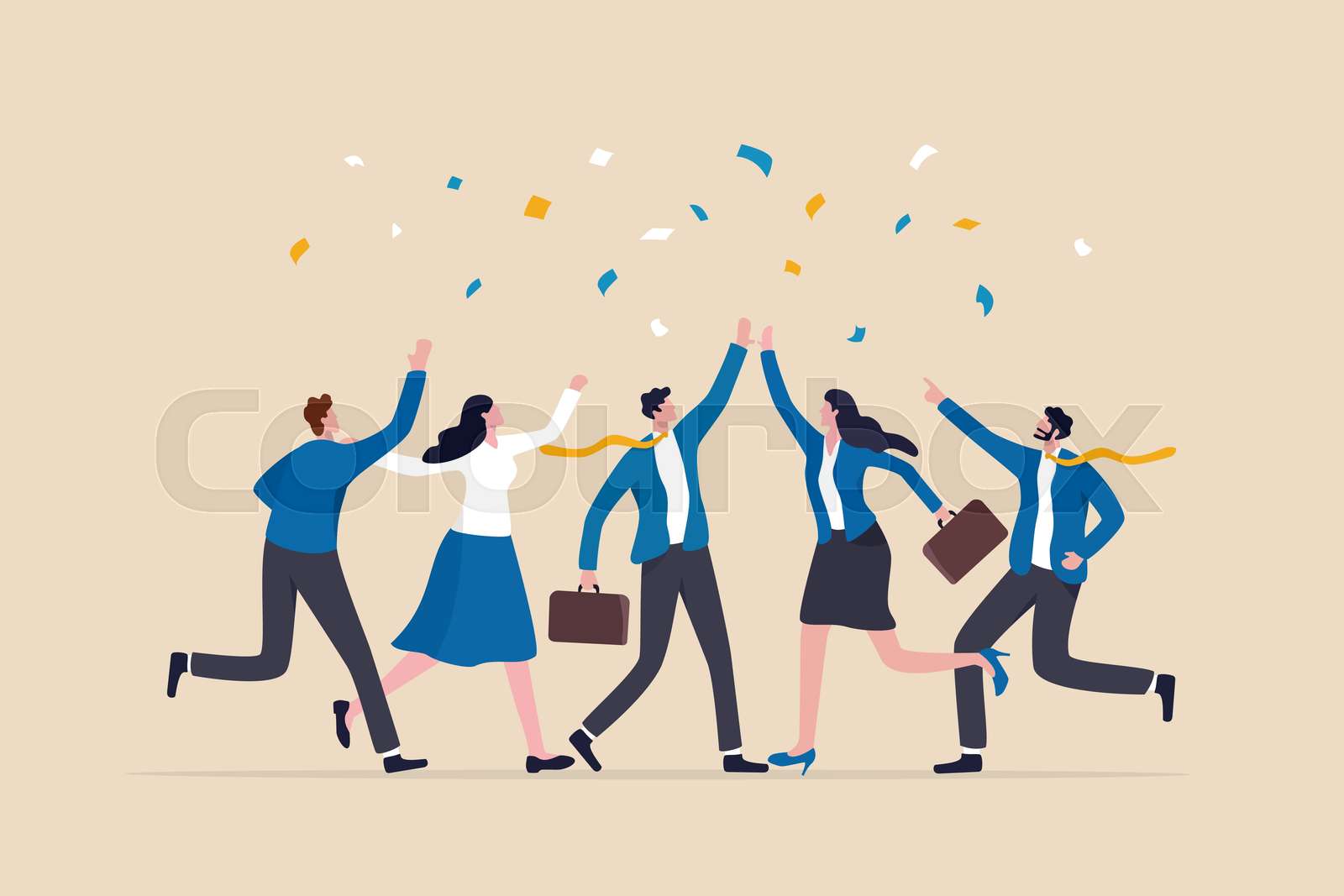 Employee, organization or company worker, team or teamwork success ...