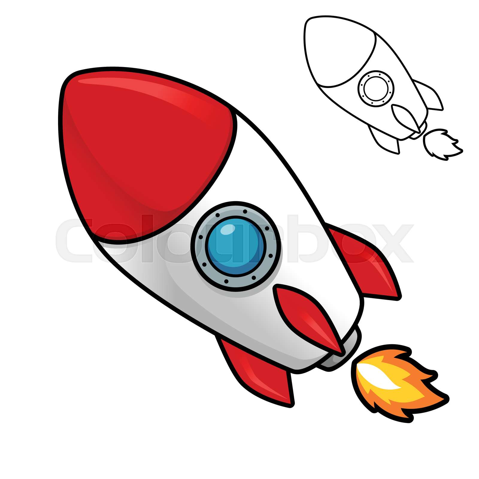 Cute Rocket Vector Cartoon Illustration | Stock vector | Colourbox