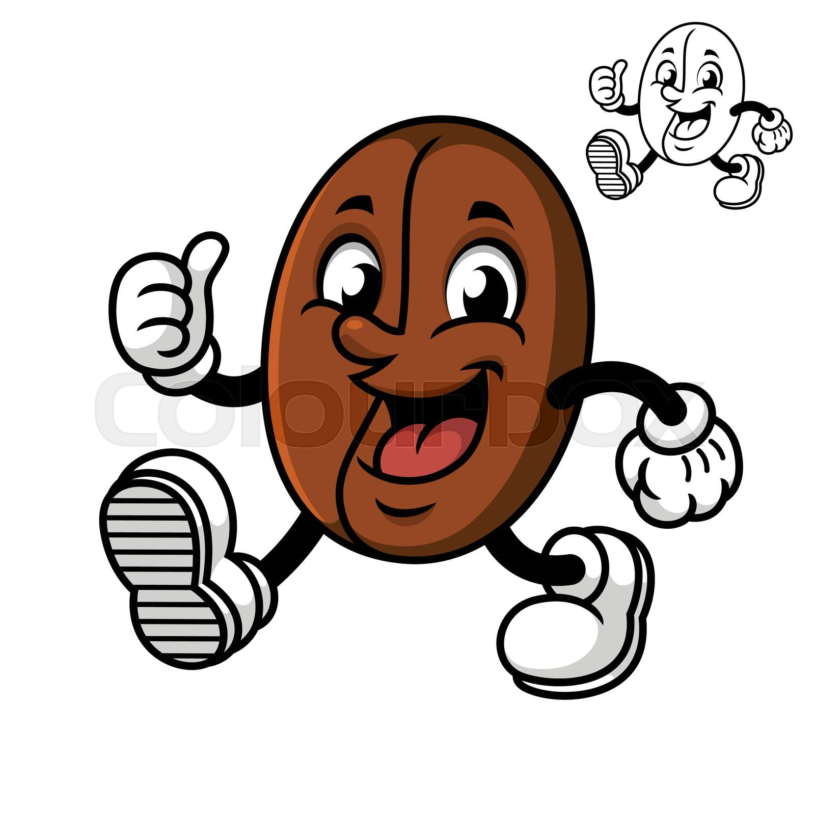 Cute Happy Coffee Bean Vector Character Illustration | Stock vector ...