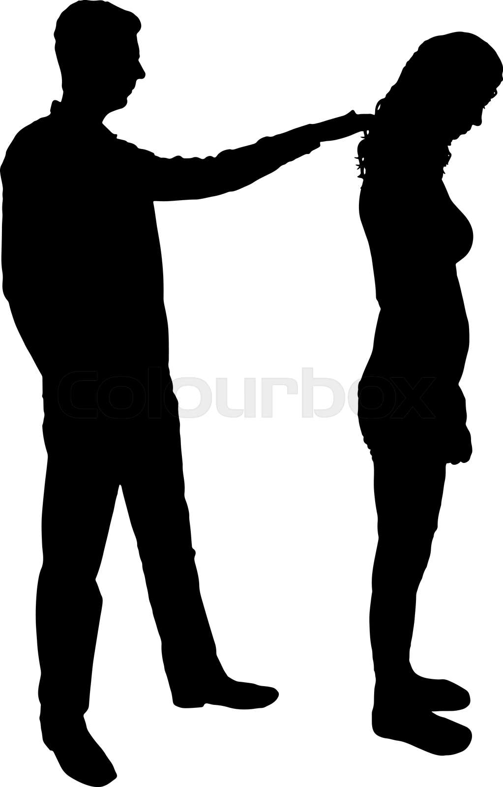 A silhouette of a man morally supports a sad woman. Concept of support ...