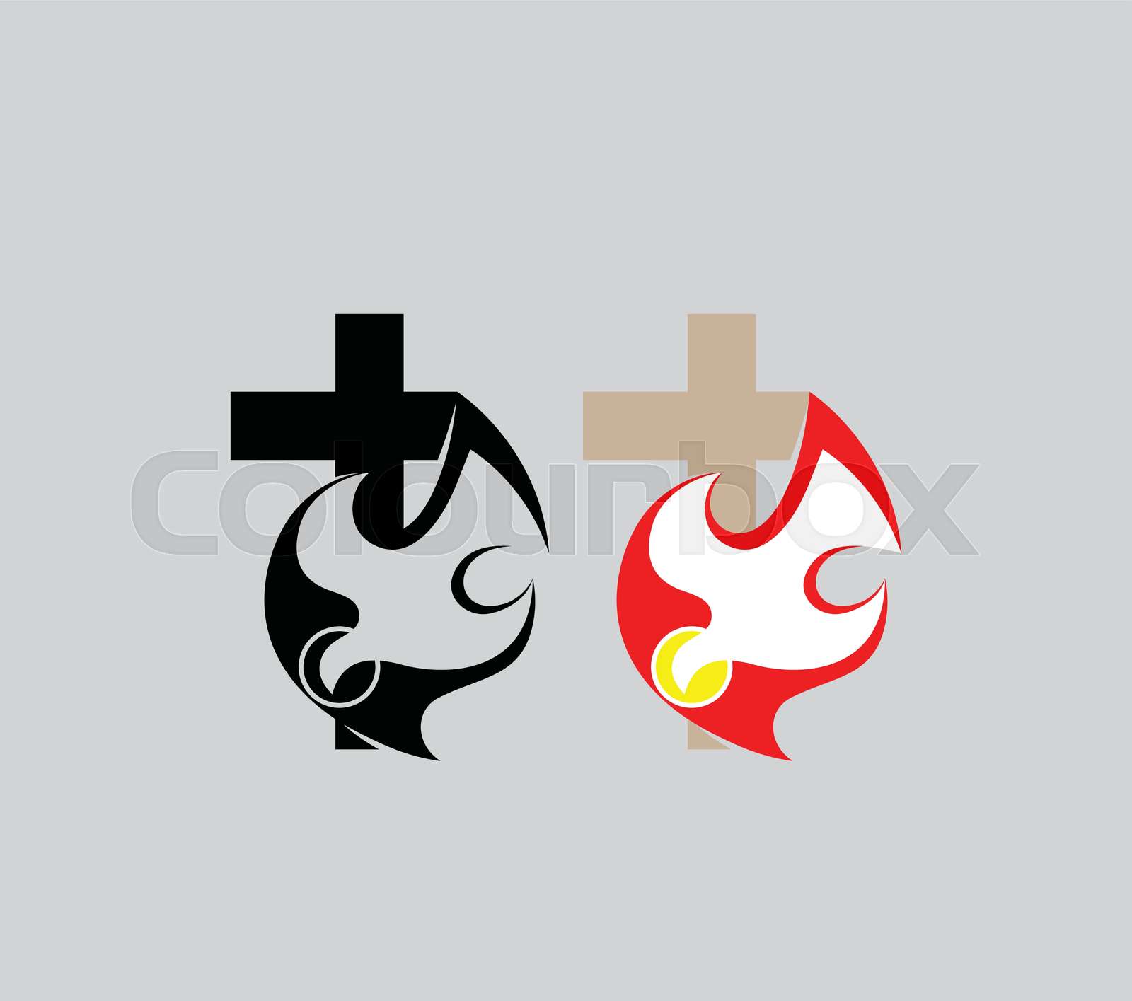 Cross and Holy Spirit Fire Icon | Stock vector | Colourbox