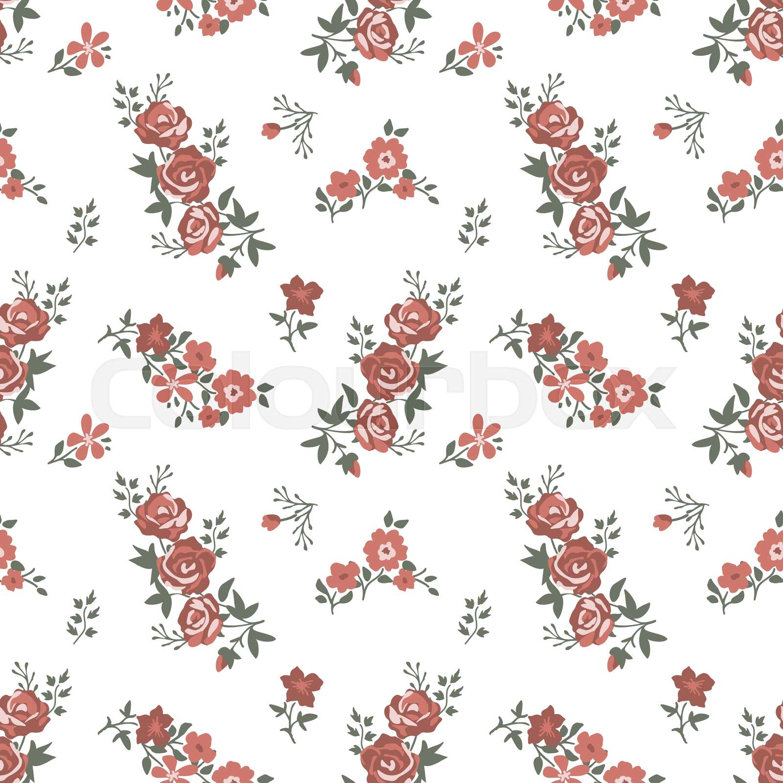Seamless ditsy roses | Stock vector | Colourbox