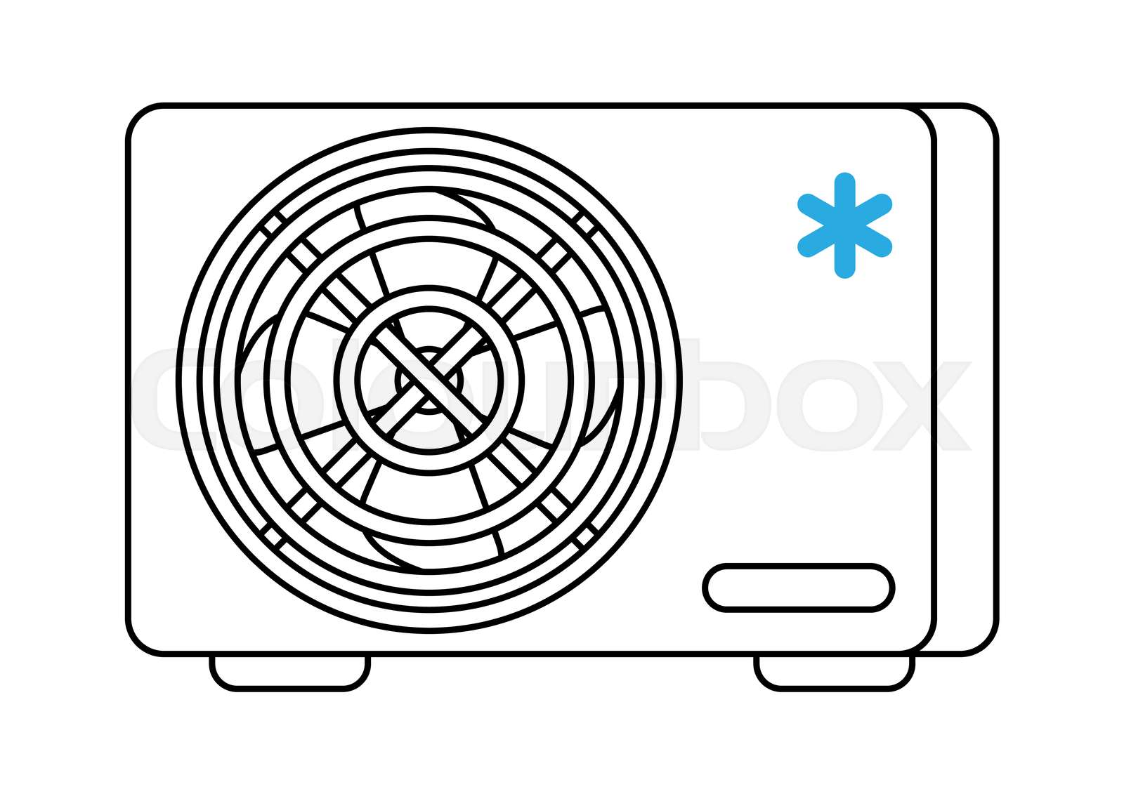 Illustration of outdoor box air conditioner. Icon or image for industry ...