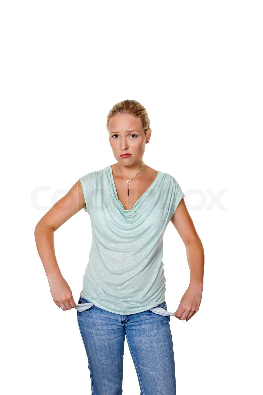 woman with empty pockets | Stock image | Colourbox