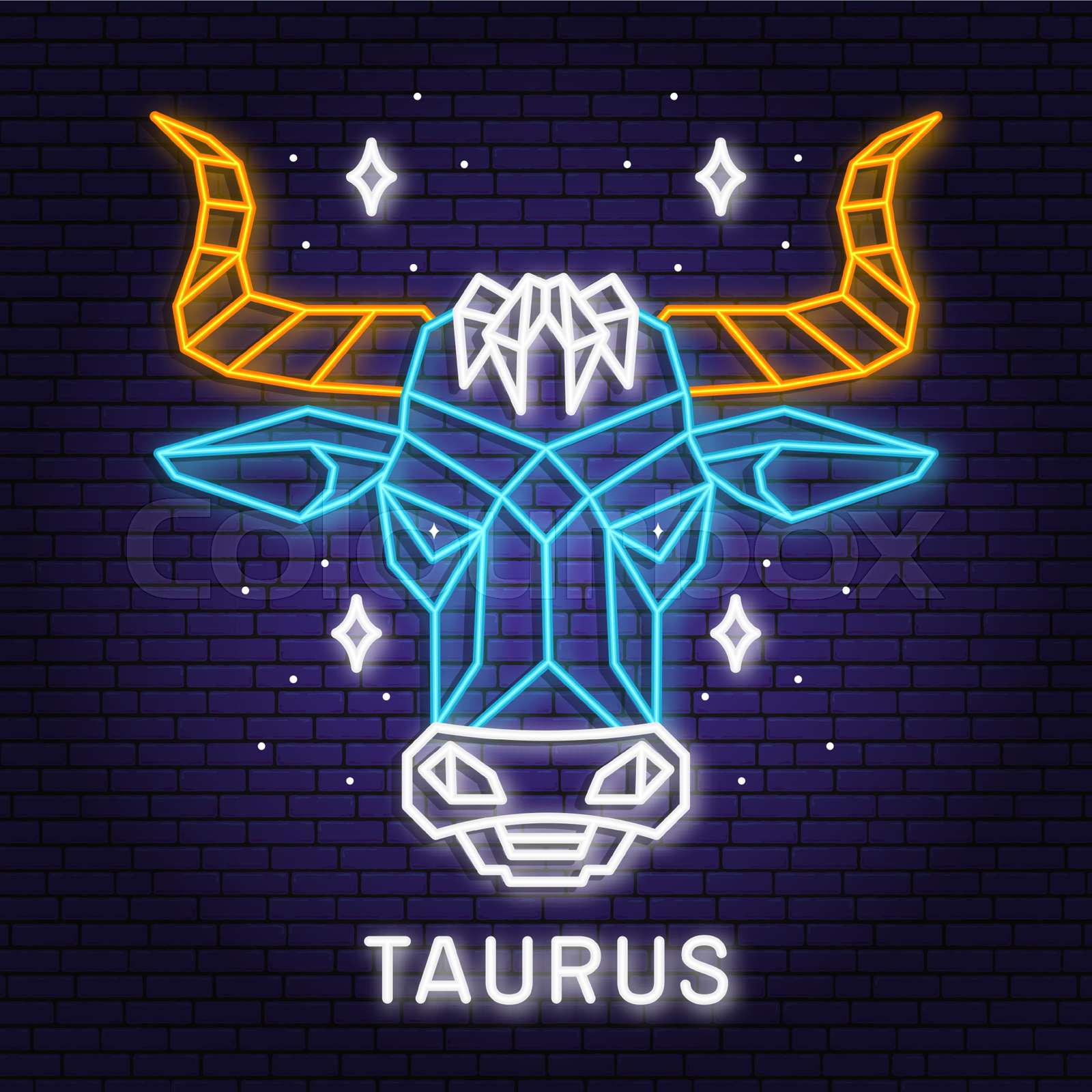 Zodiac astrology horoscope neon sign taurus linear design. Vector ...