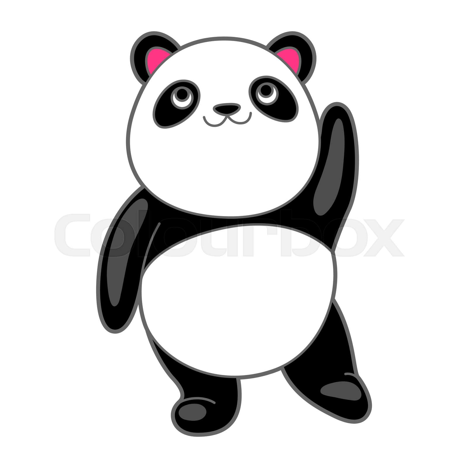 Kawaii cute illustration of little panda. Funny animal character in ...