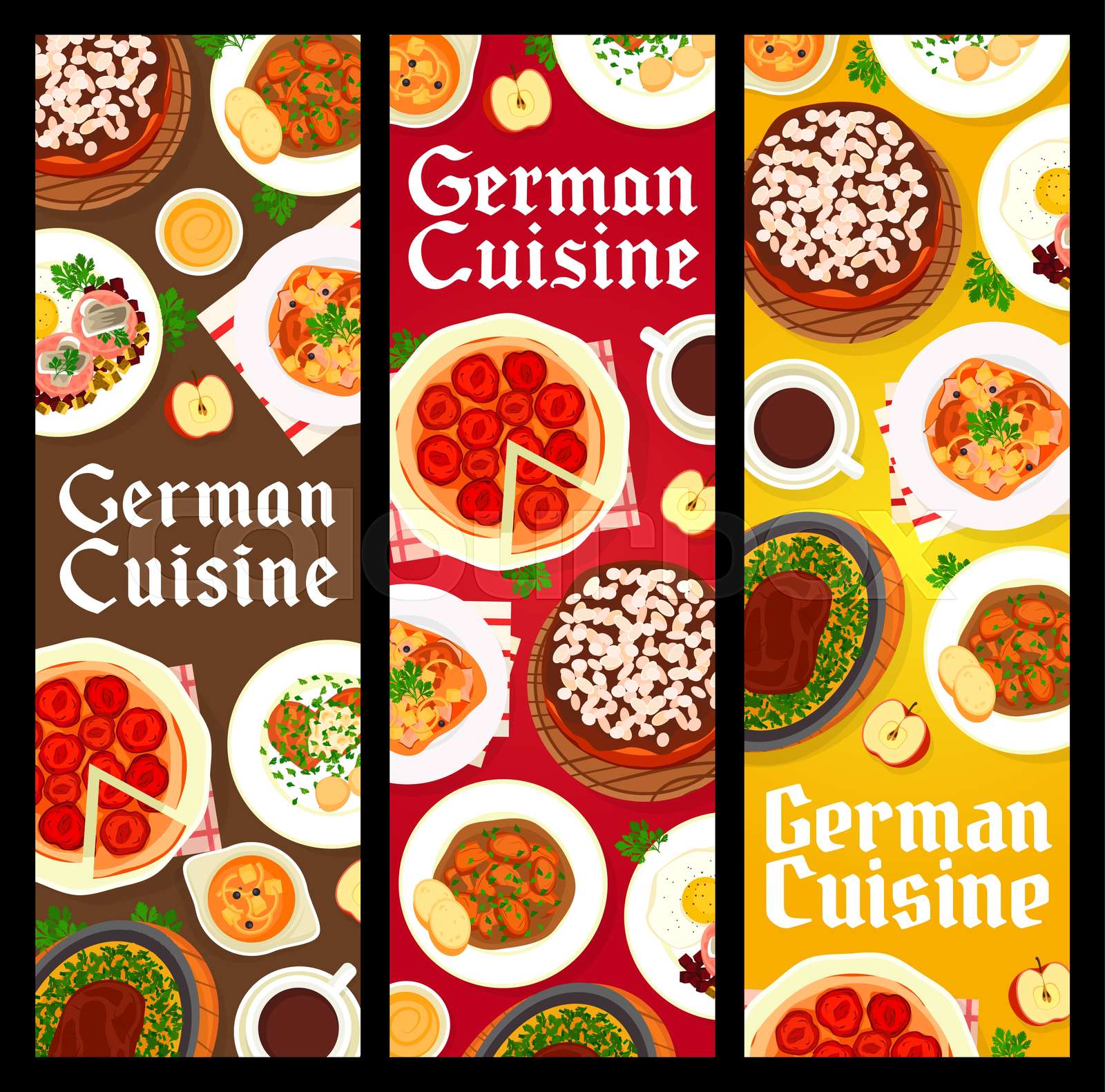 German cuisine restaurant meals vertical banners | Stock vector | Colourbox