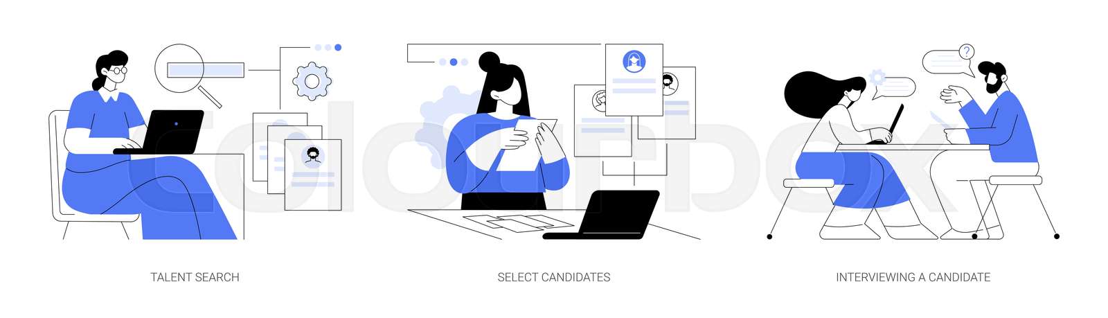 Searching employees abstract concept vector illustrations. | Stock ...